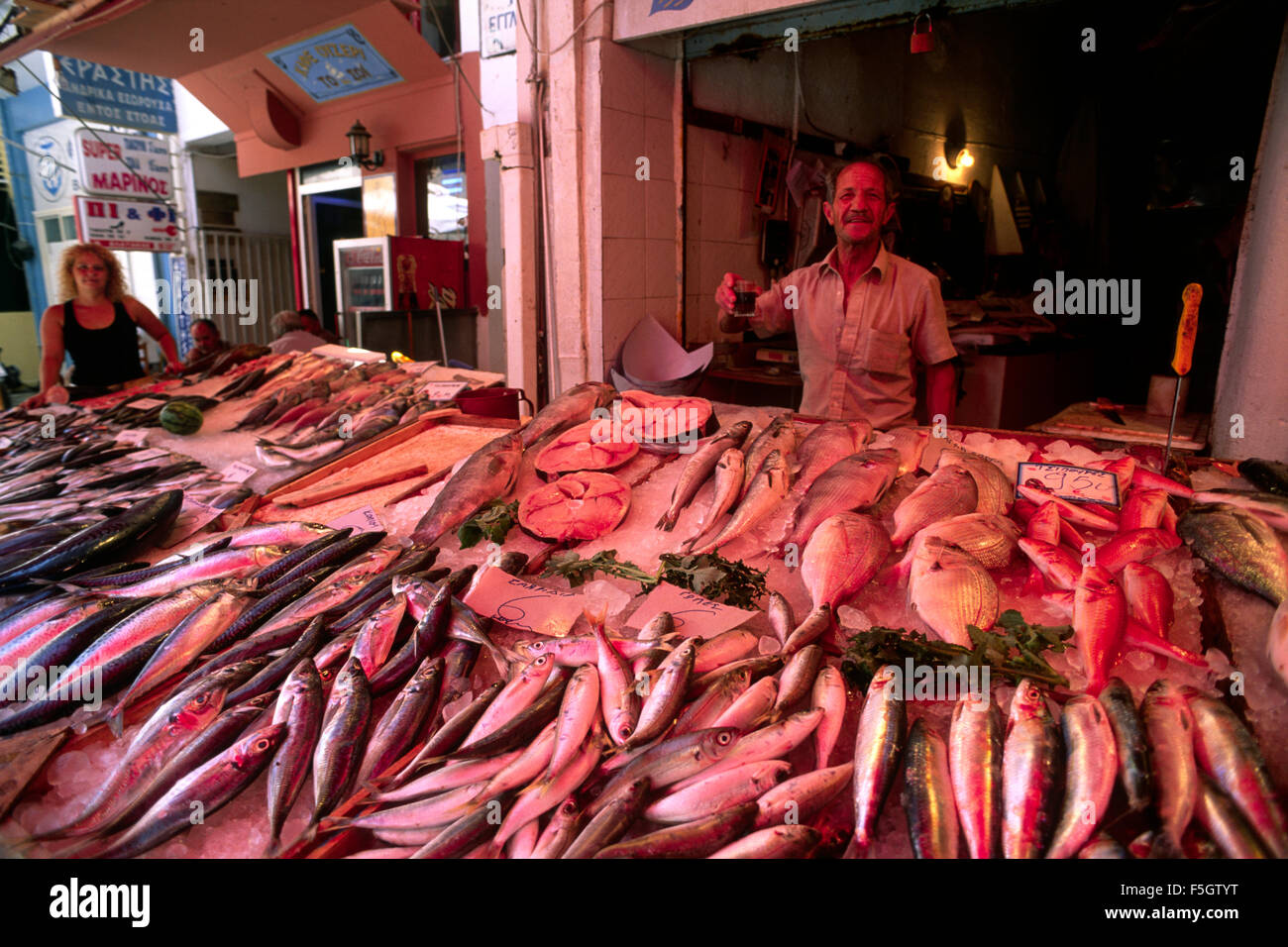 Greece, Crete, Heraklion, fish market Stock Photo - Alamy