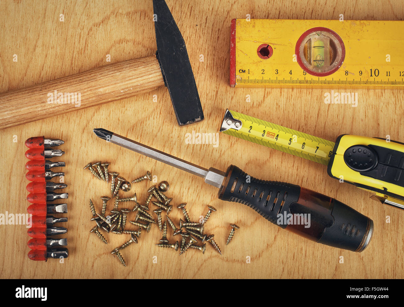 Set of manual Working tools Stock Photo - Alamy