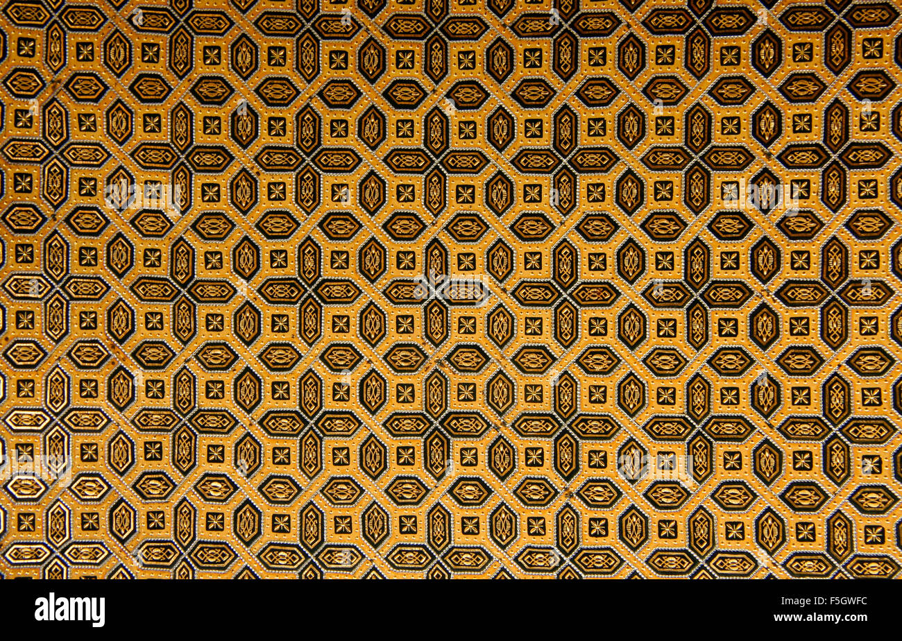 Detail of damascening plate. Traditional handicraft with metal in ...