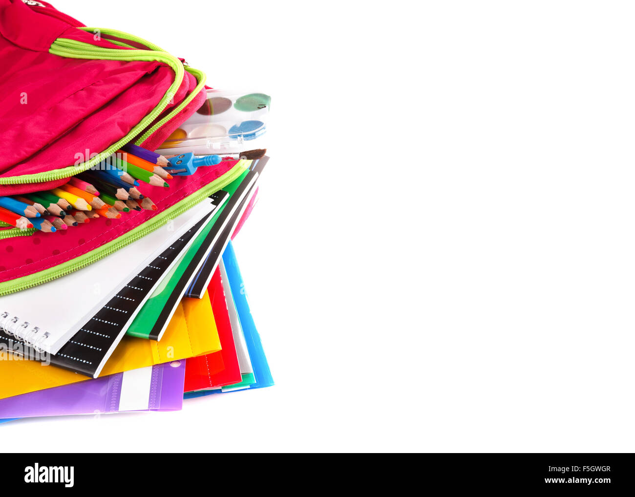 Open school backpack stationery hi-res stock photography and images - Alamy