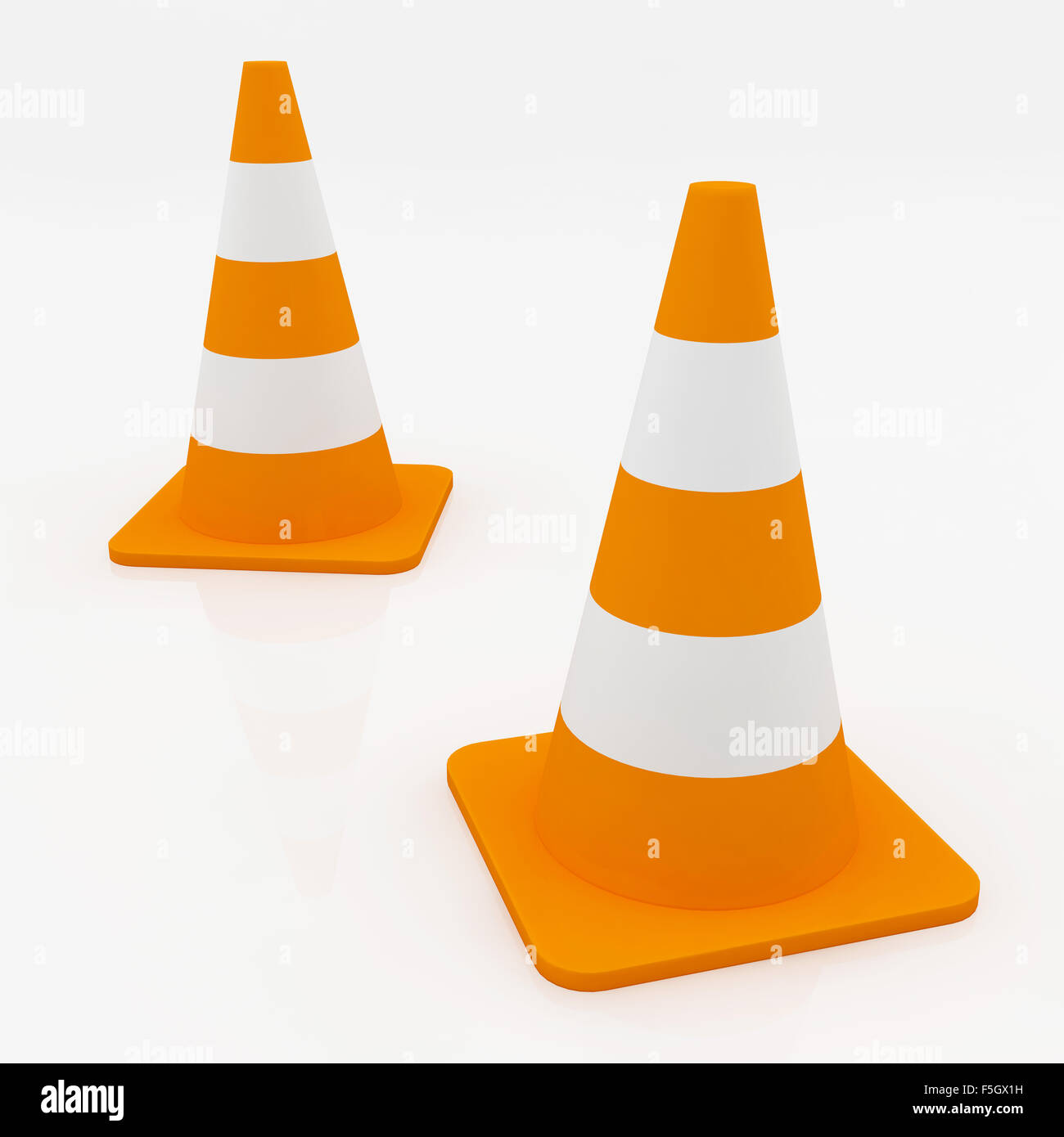 3d orange traffic cones with white stripes - with clipping path Stock ...