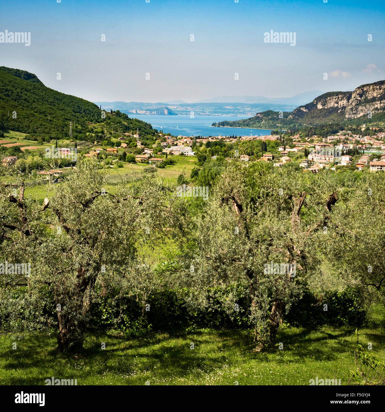Garda lake and Garda city views from the surrounding hills Stock Photo ...