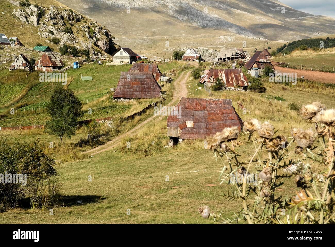 View over Gradina (Umoljani) with Bjelašnica mountain in the background ...