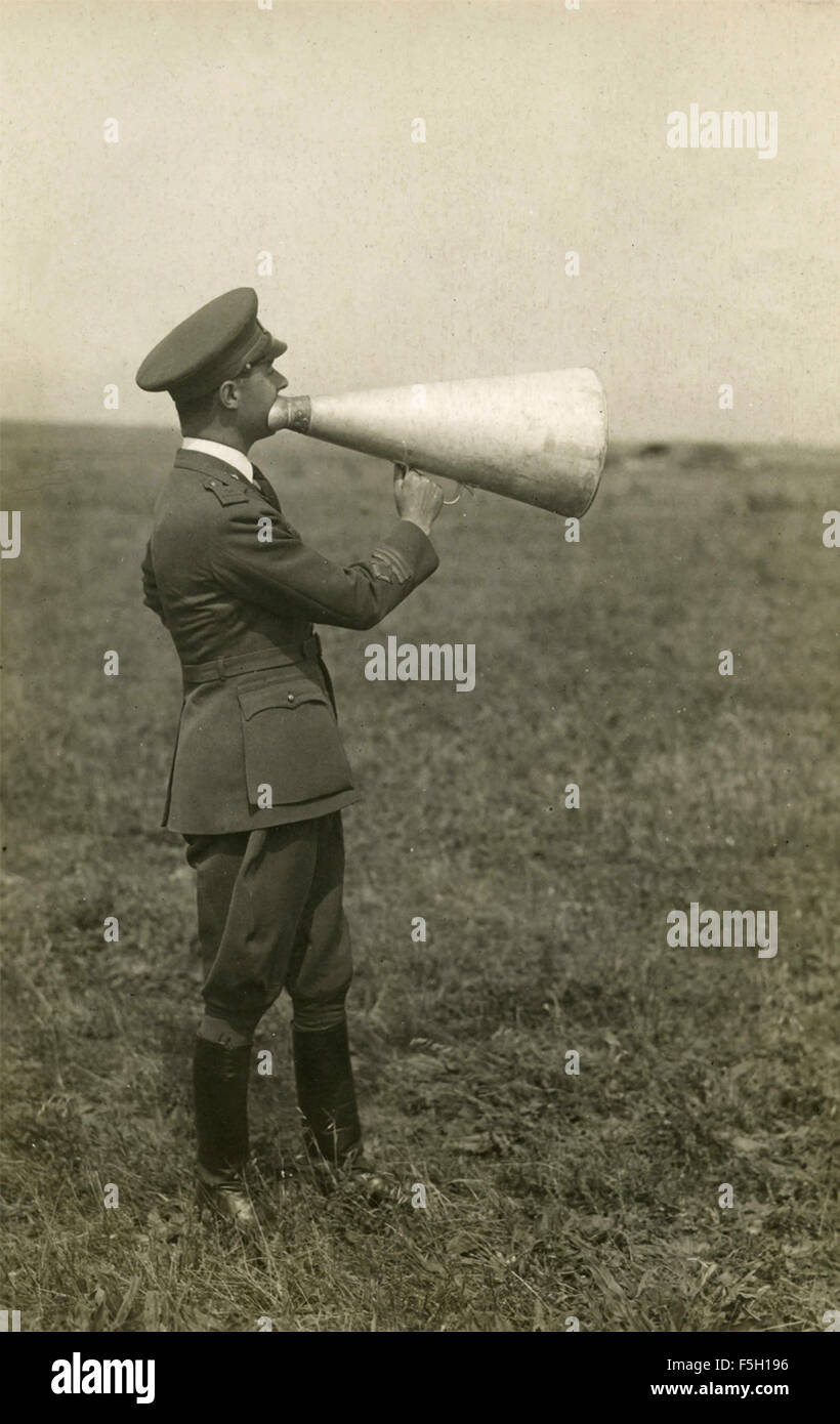 A soldier with the megaphone, Italy Stock Photo - Alamy