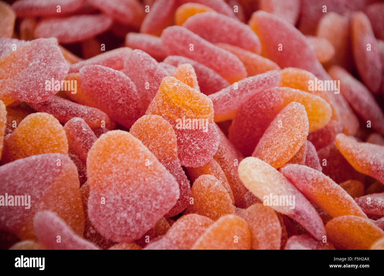 Sweet candies peach taste close-up Stock Photo - Alamy