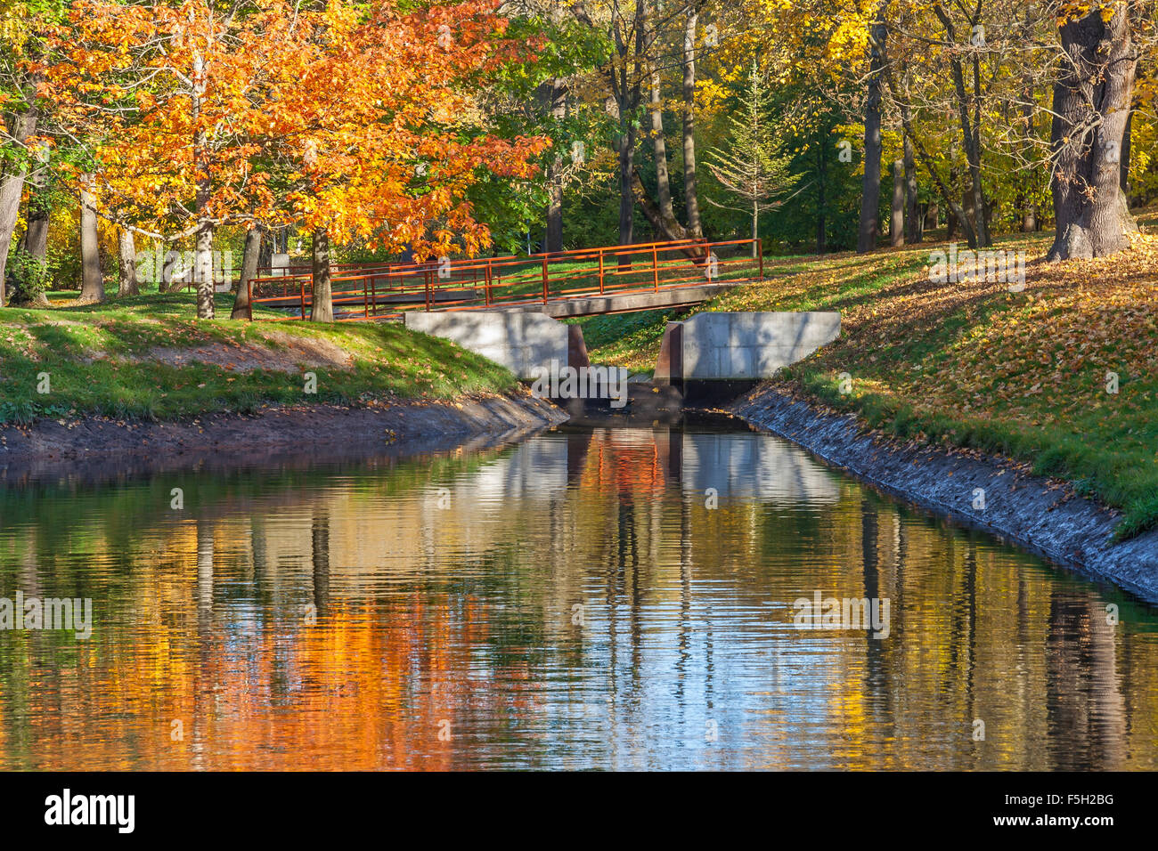 Reflection of Autumn Trees in Water Stock Photo - Alamy