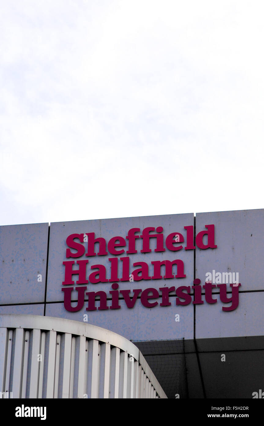 Sheffield Hallam University sign England UK Stock Photo - Alamy