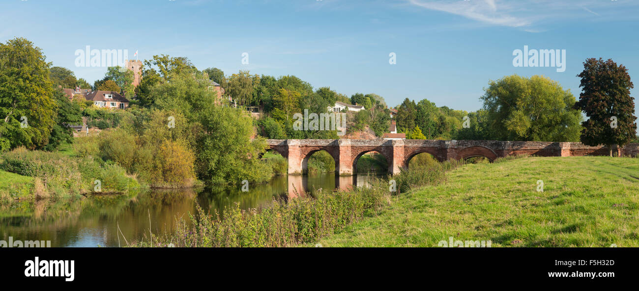 A Panoramic View of the Medieval Sandstone Bridge at Farndon Crossing ...