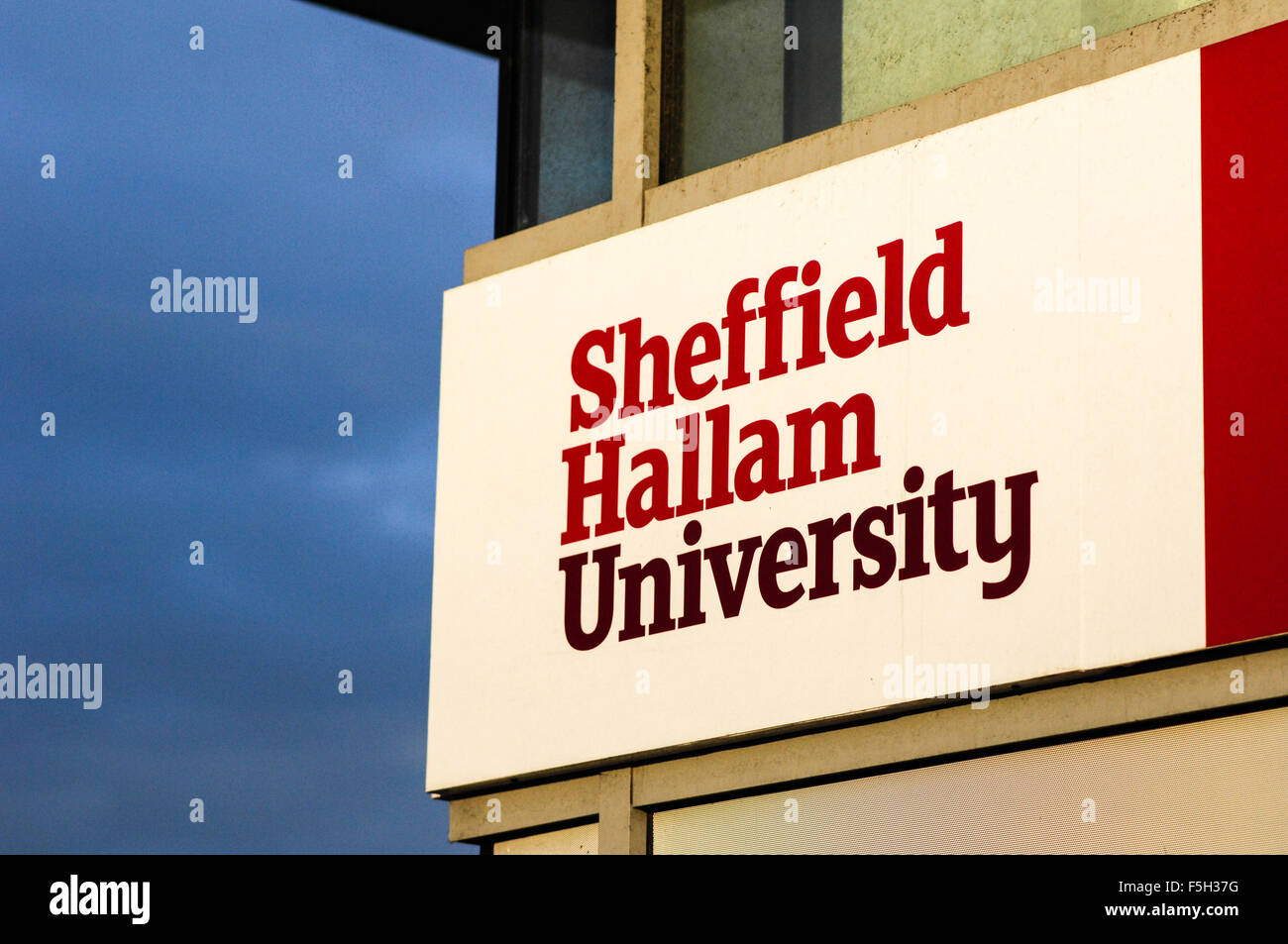 Sheffield Hallam University sign England UK Stock Photo - Alamy