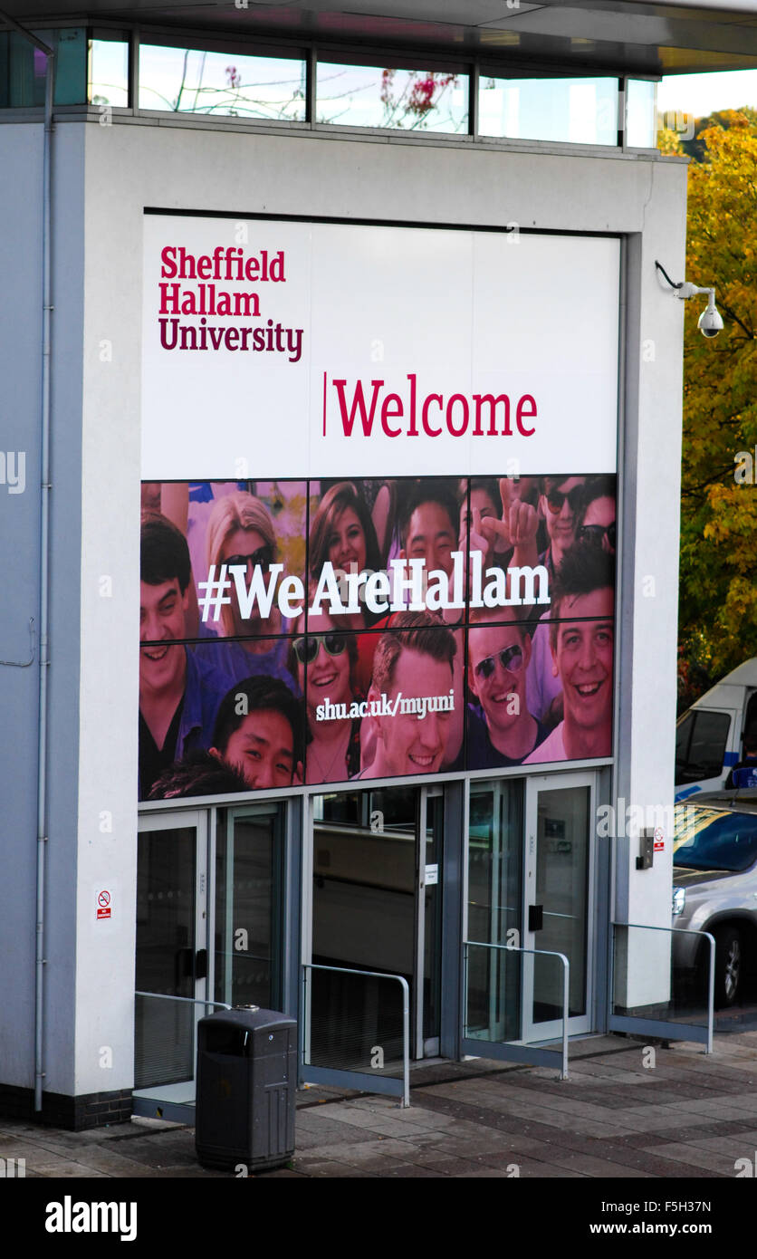 Sheffield Hallam University sign England UK Stock Photo - Alamy