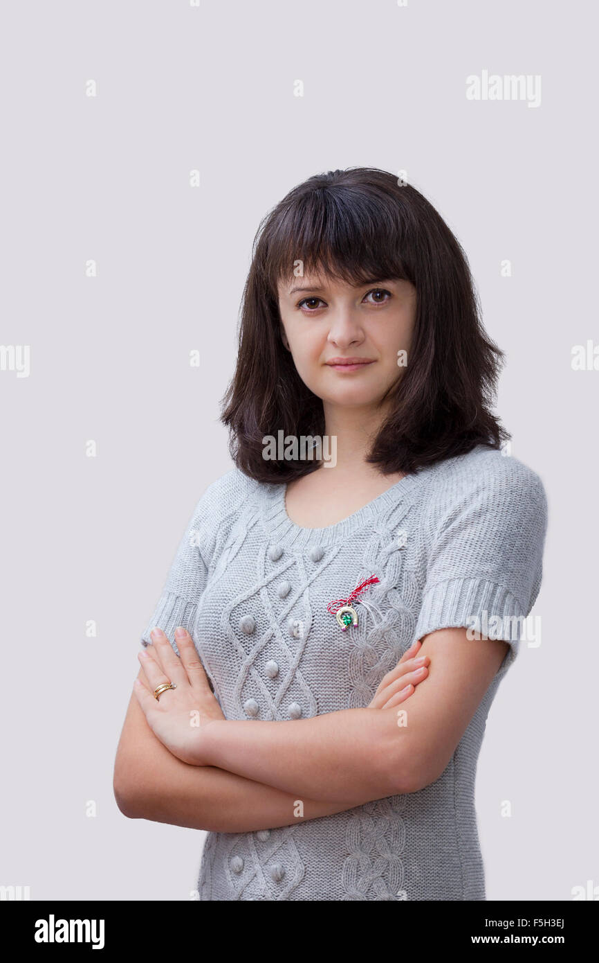 Young woman wearing Martisor - the romanian spring symbol Stock Photo ...