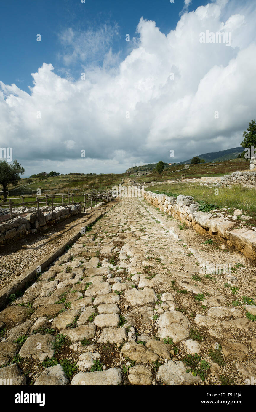 Ancient roman road, situated on the Volscian mountains, overlooking the ...