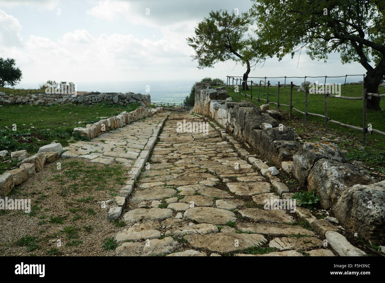 Ancient roman road in Norba on the Volscian mountains, overlooking the ...