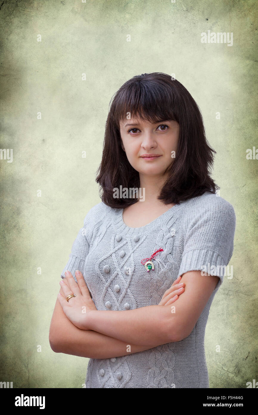 Young woman wearing Martisor - the romanian spring symbol Stock Photo ...