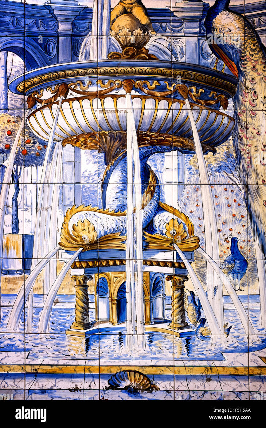 Painted Decorative Wall Tiles on Exterior of Bar in Madrid Spain Stock ...