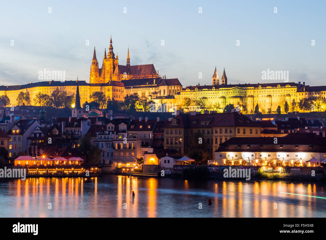The View on Prague with gothic Castle in the Night Stock Photo - Alamy
