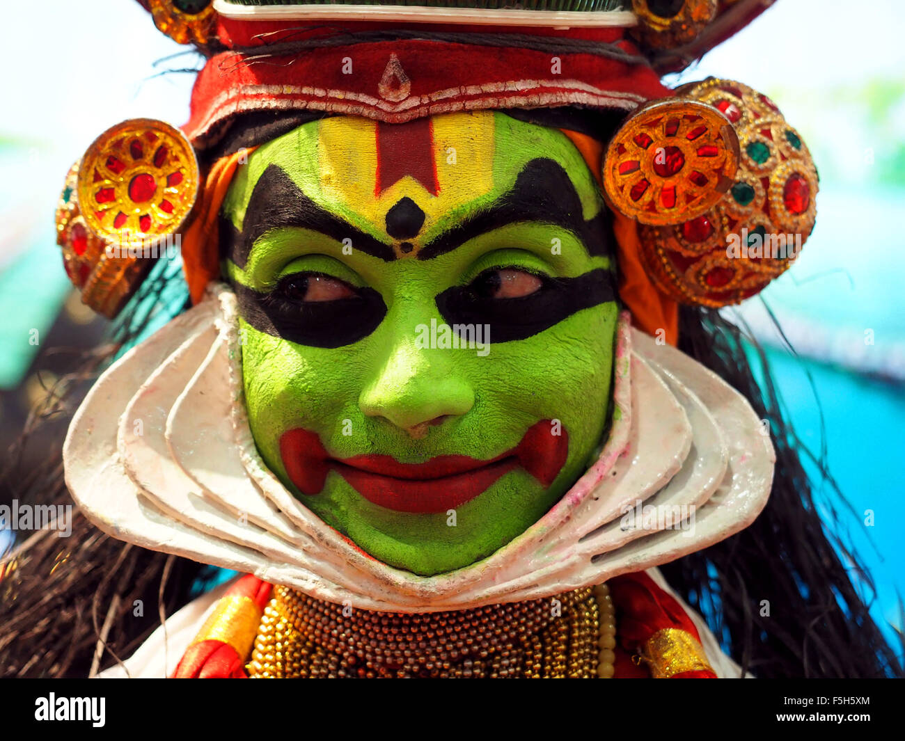 Colourful costume of a dancer from Kerala state in India at the World ...