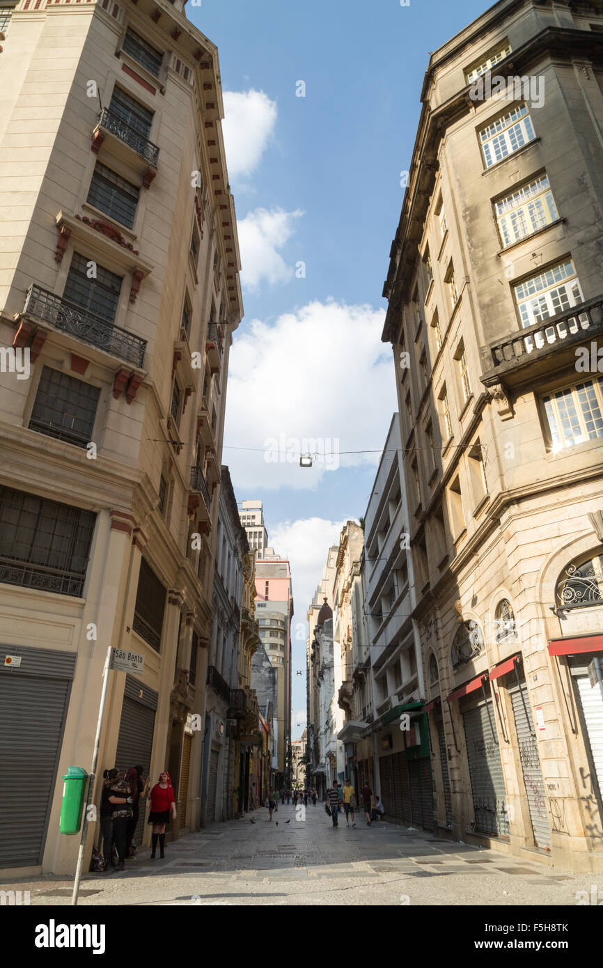 Street scene, buildings at Rua Sao Bento and Rua da Quitanda, street ...