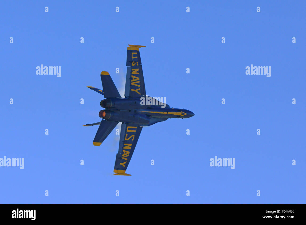 Airplane Blue Angels F-18 Hornet jet flying at 2015 Pt Mugu Air Show in ...