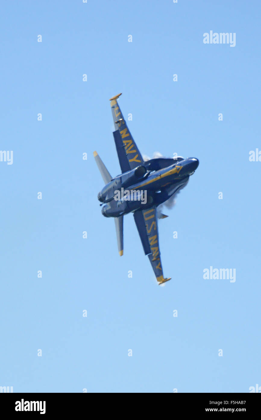 Airplane Blue Angels F-18 Hornet jet flying at 2015 Pt Mugu Air Show in ...