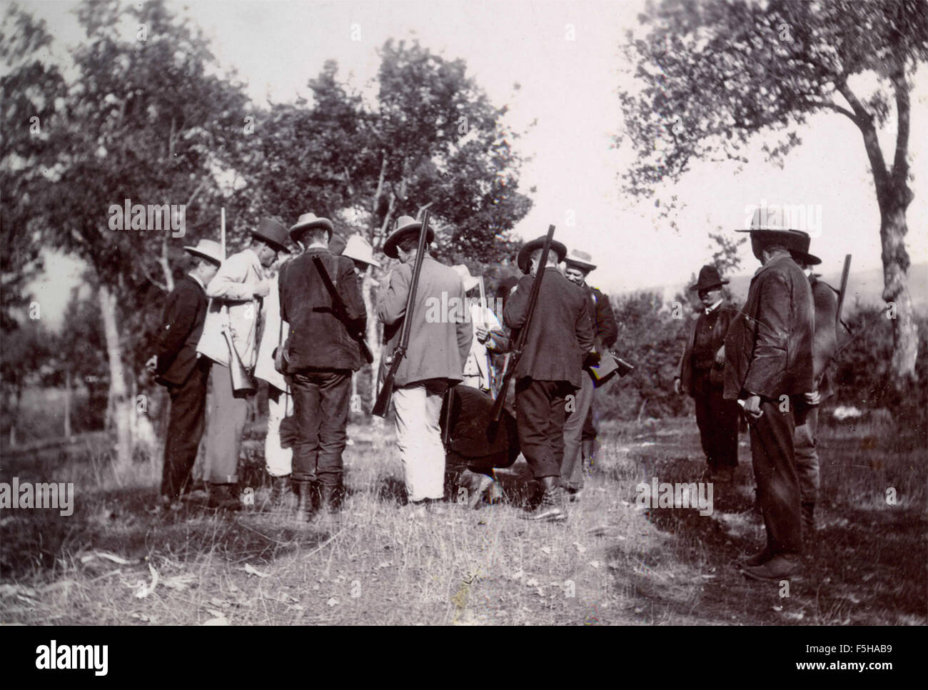 Group of men to hunt, Italy Stock Photo - Alamy