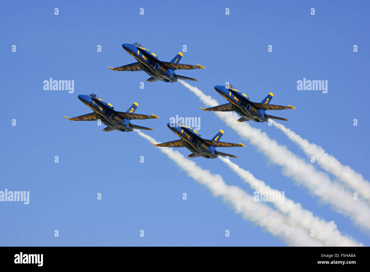 Airplane Blue Angels F-18 Hornet jets flying in formation at 2015 Pt ...