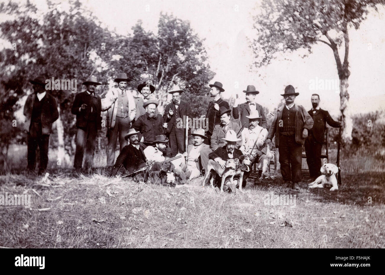 Group of men to hunt, Italy Stock Photo - Alamy