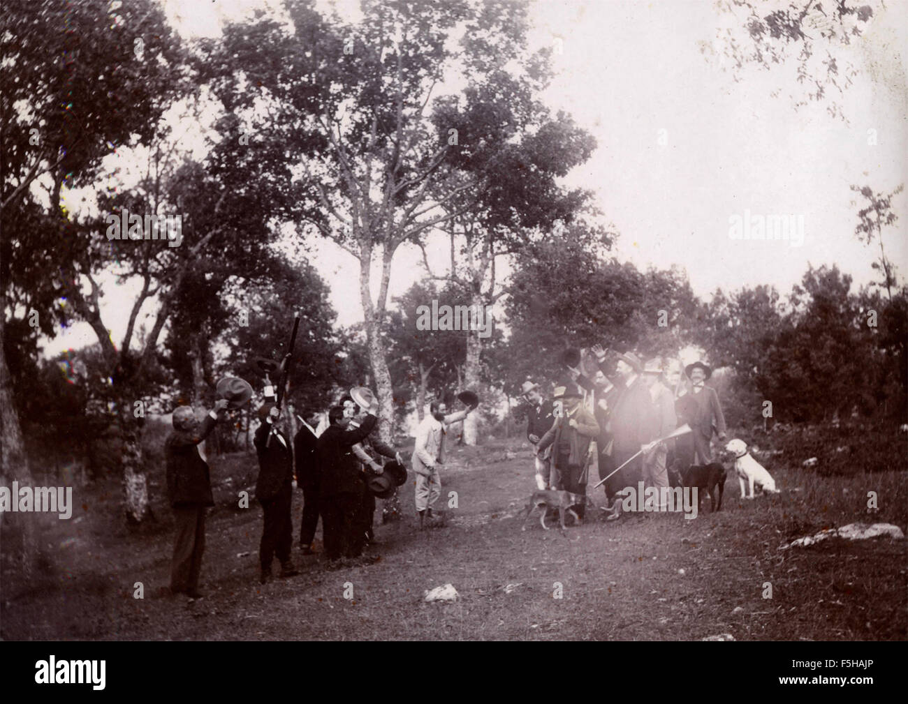 Group of men to hunt, Italy Stock Photo - Alamy