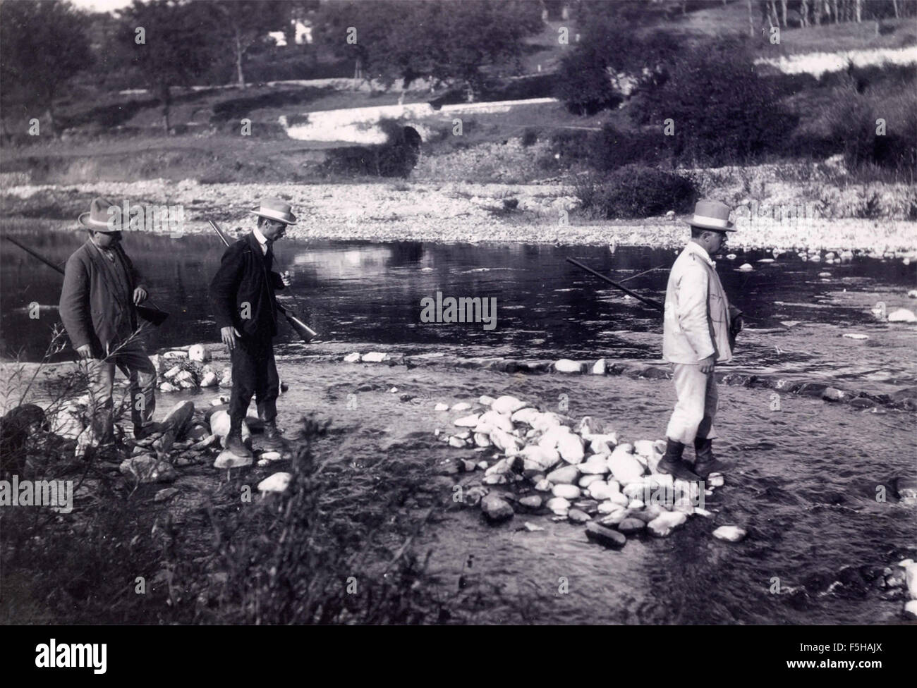 Group of men to hunt, Italy Stock Photo - Alamy