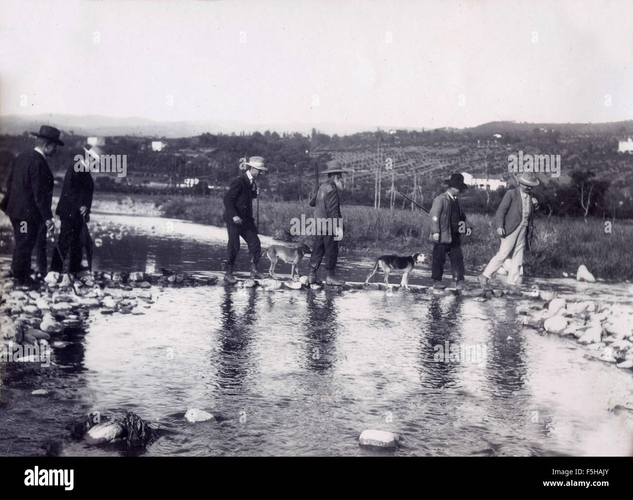 Group of men to hunt, Italy Stock Photo - Alamy