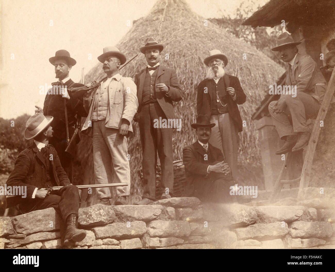 Group of men to hunt, Italy Stock Photo - Alamy