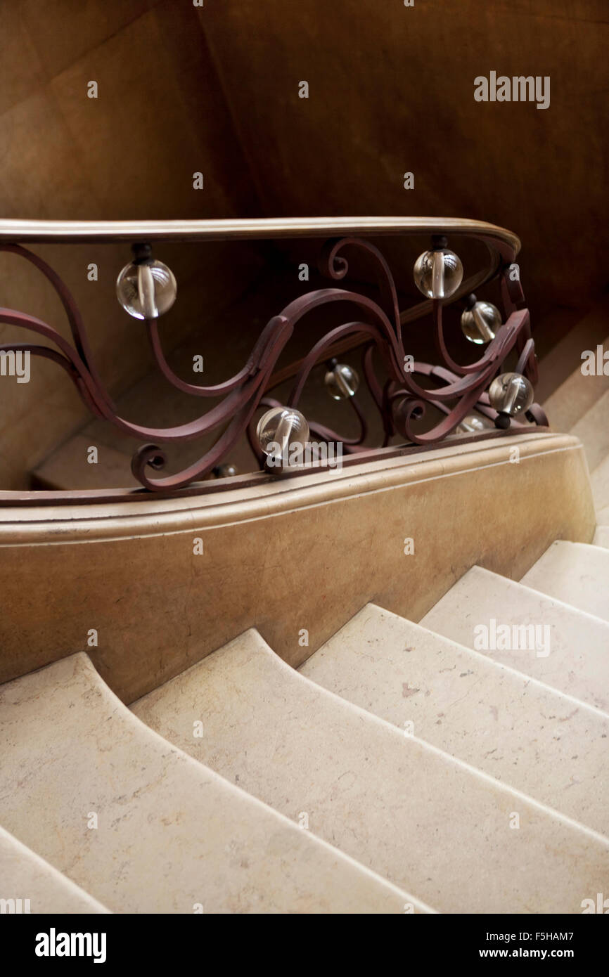 Stylish Art deco handrail inside a vintage house Stock Photo - Alamy