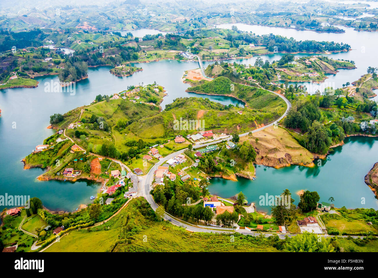 Breathtaking aerial view of Guatape in Antioquia, Colombia Stock Photo ...