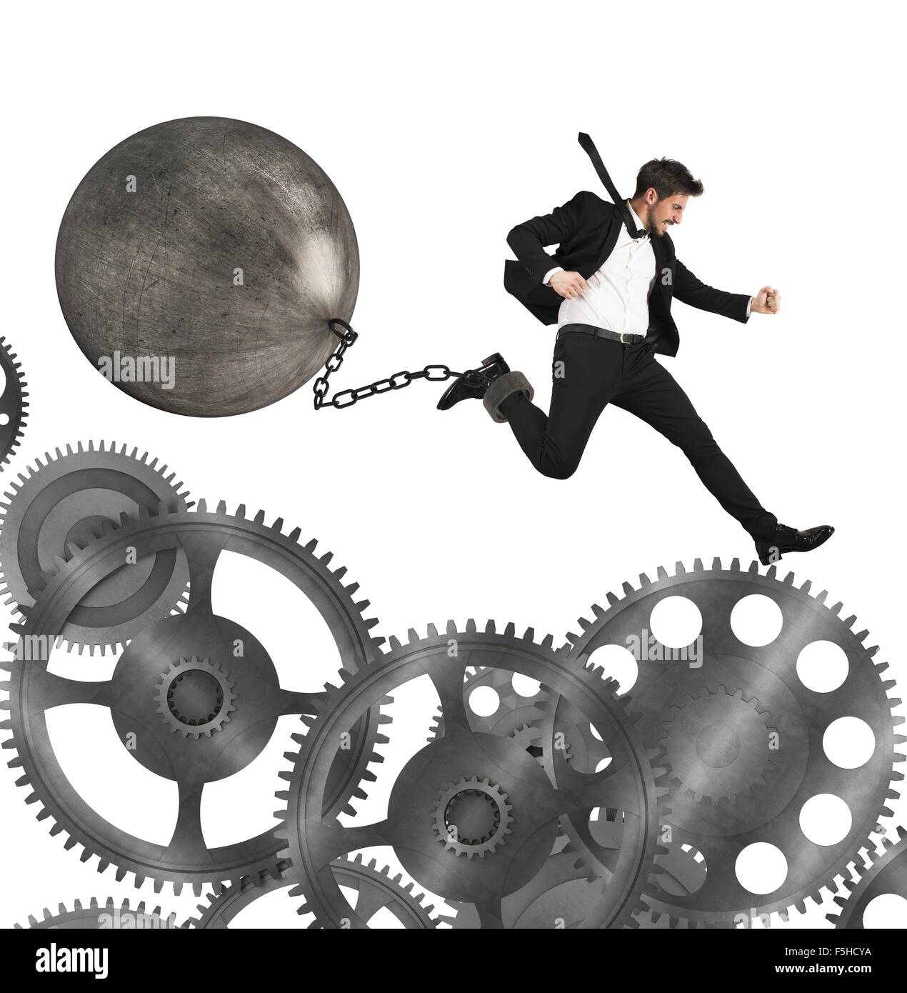 Businessman career with impediment Stock Photo - Alamy