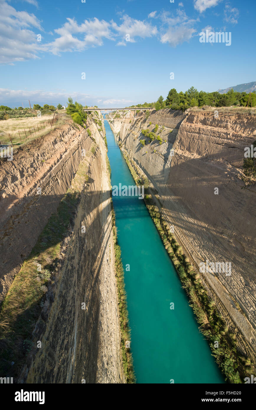 Corinth canal, Greece. Deepest, oldest and longest handmade canal Stock ...