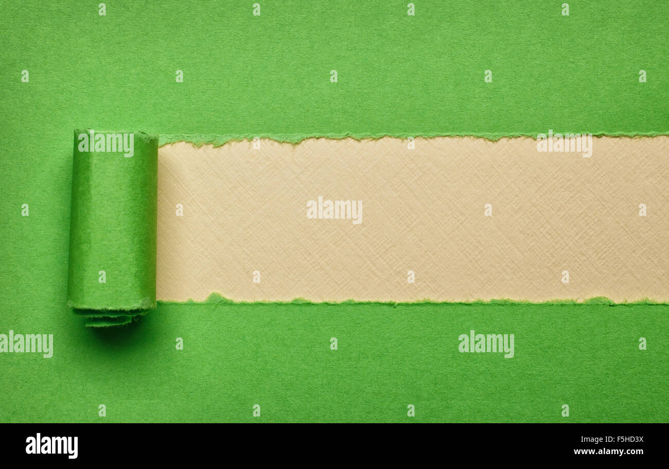 green Torn paper with white background Stock Photo - Alamy