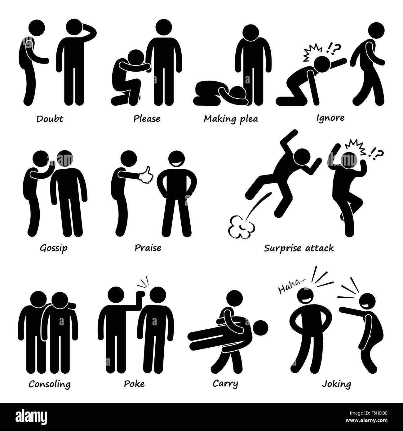 Human Man Action Emotion Stick Figure Pictogram Icons Stock Vector ...