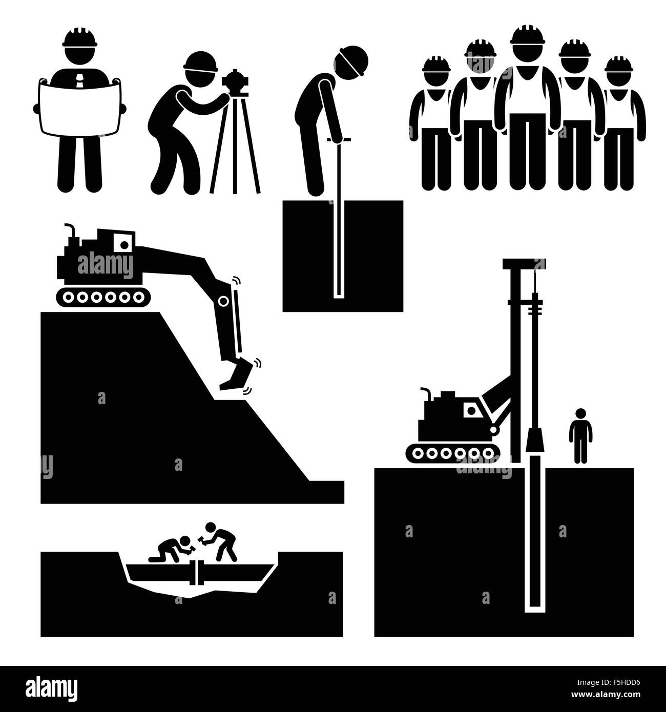 Construction Civil Engineering Earthworks Worker Stick Figure Pictogram ...