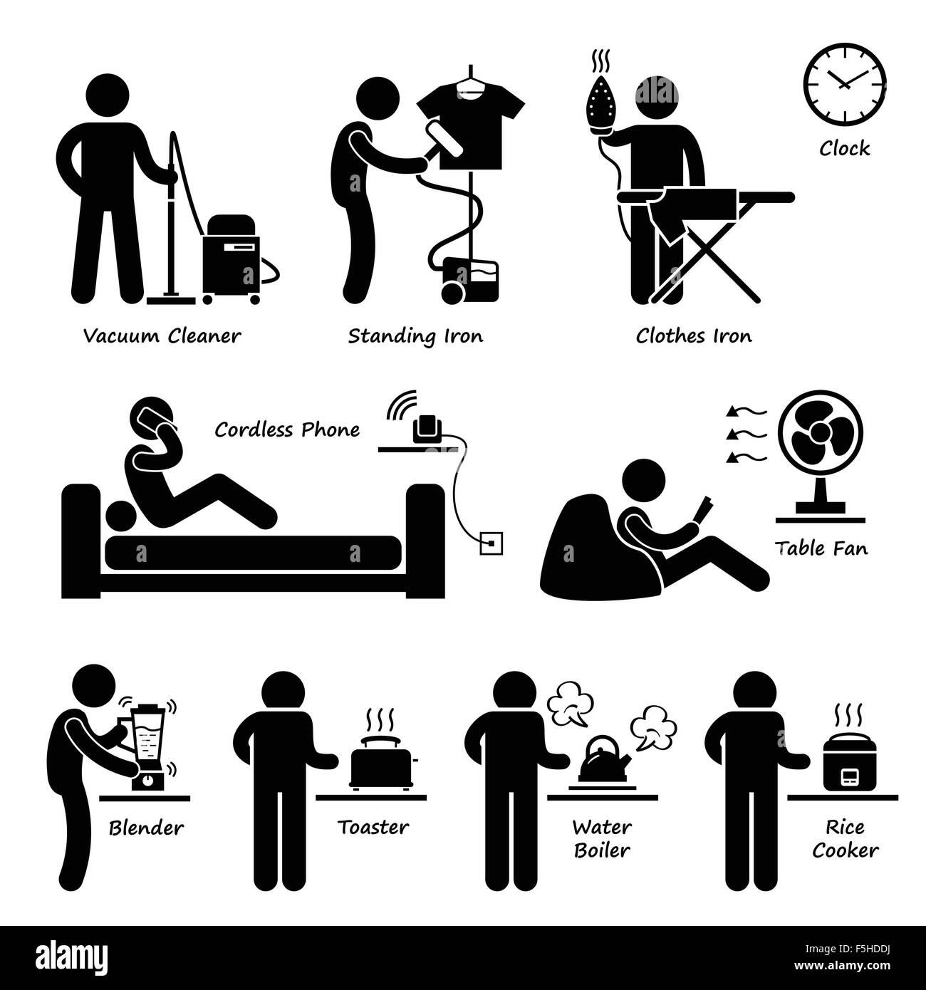 Home House Electronic Appliances Tools and Equipments Stick Figure ...