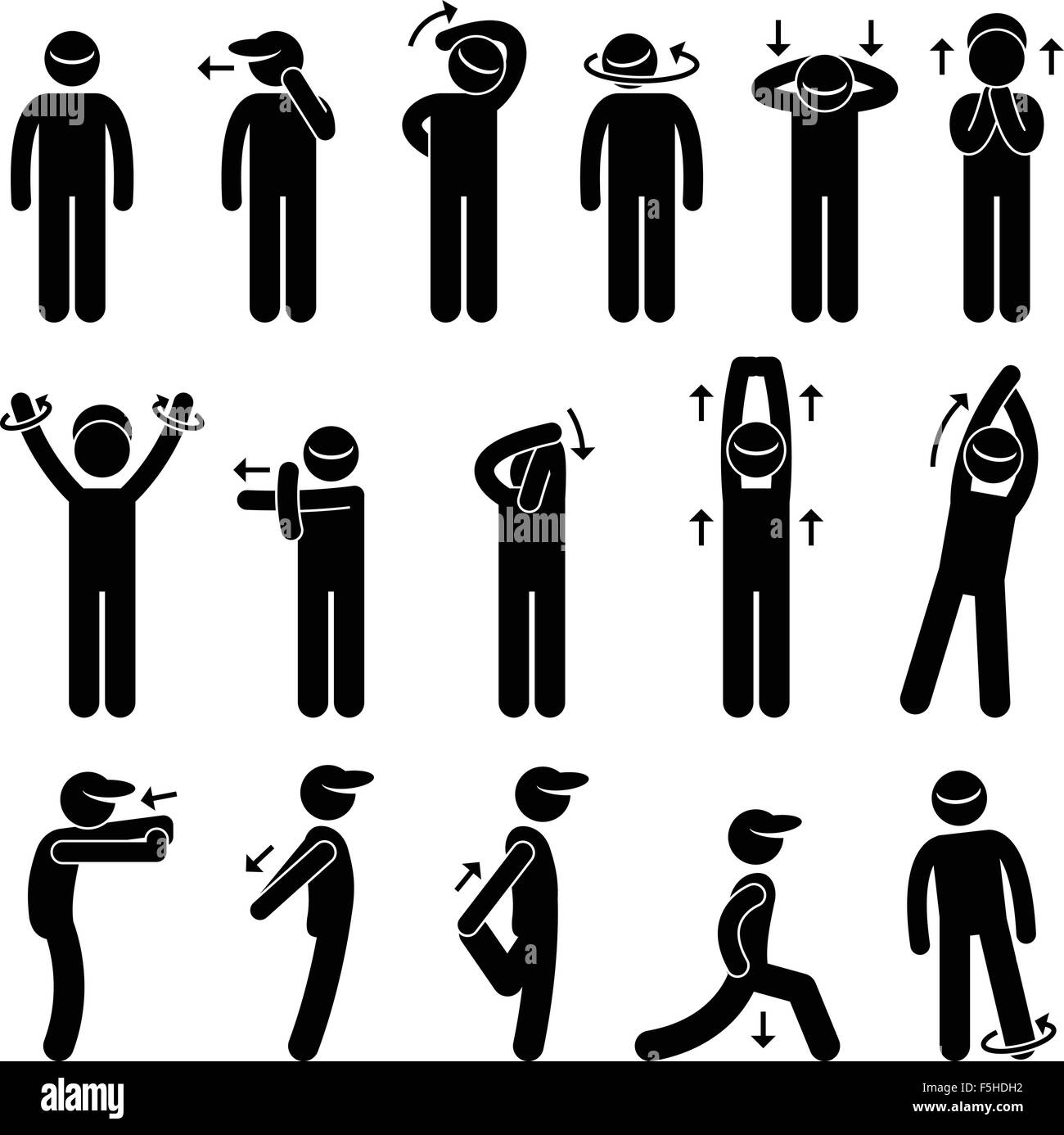 Body Stretching Exercise Stick Figure Pictogram Icon Stock Vector Image ...