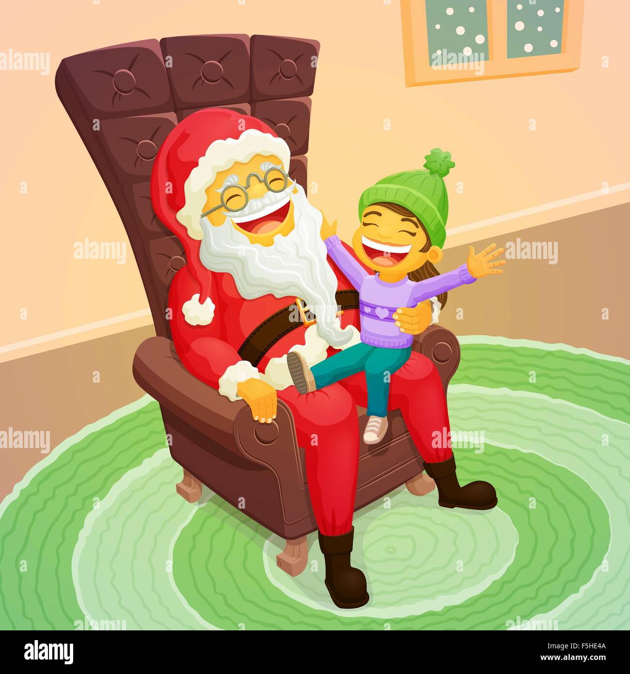 Little girl asking Santa Claus for a big present Stock Vector Image ...