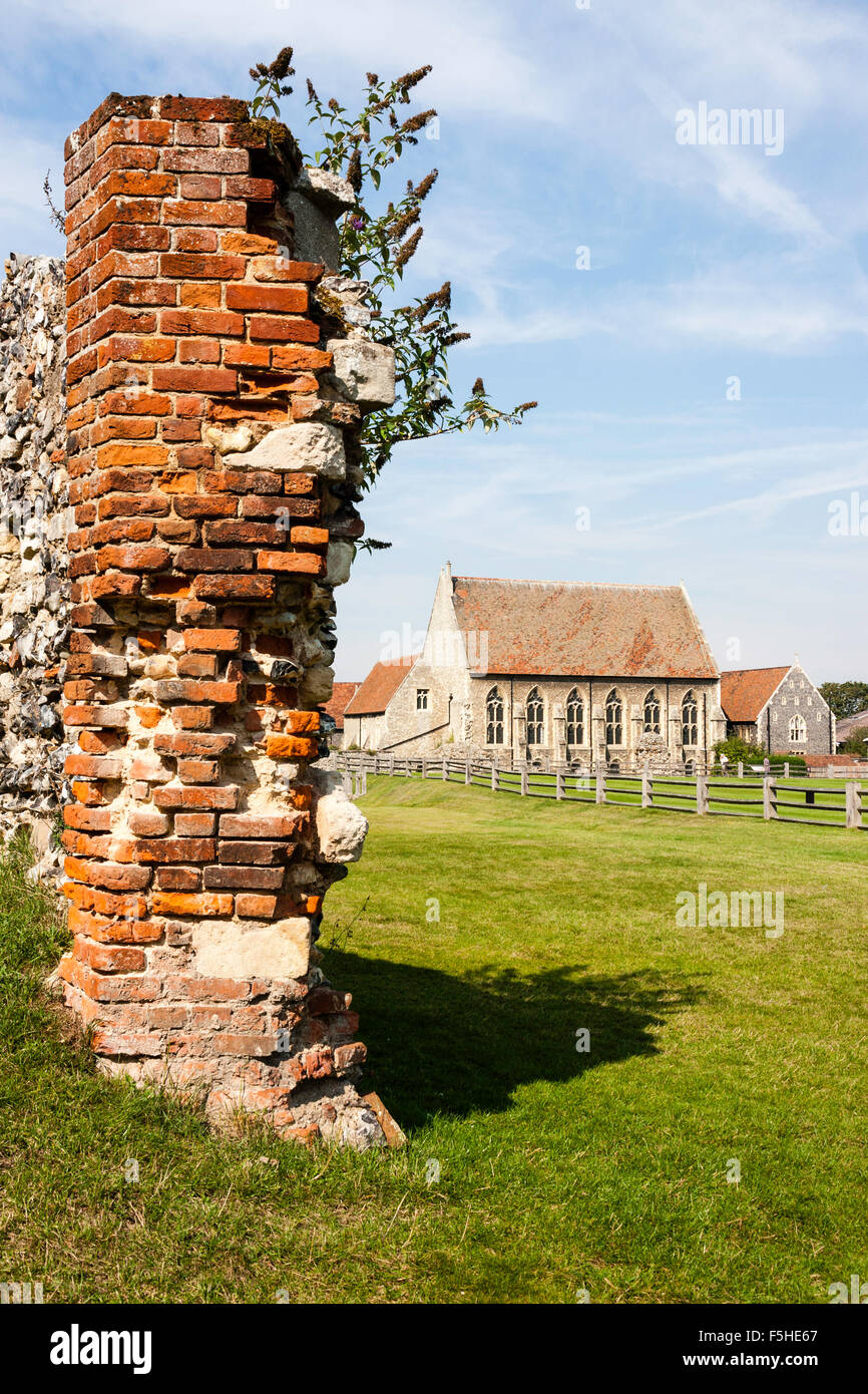England, Canterbury. St Augustines Abbey. Ruined wall of the Chapel of ...
