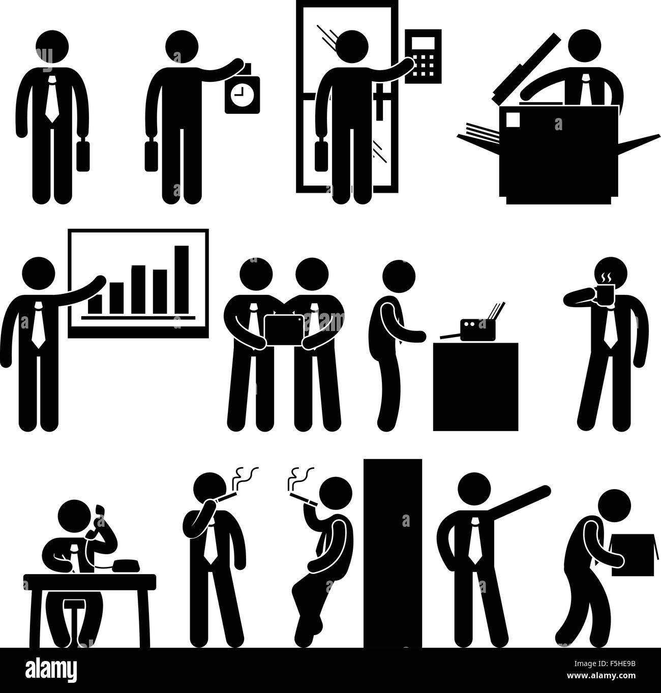 Office workers working computer Black and White Stock Photos & Images ...