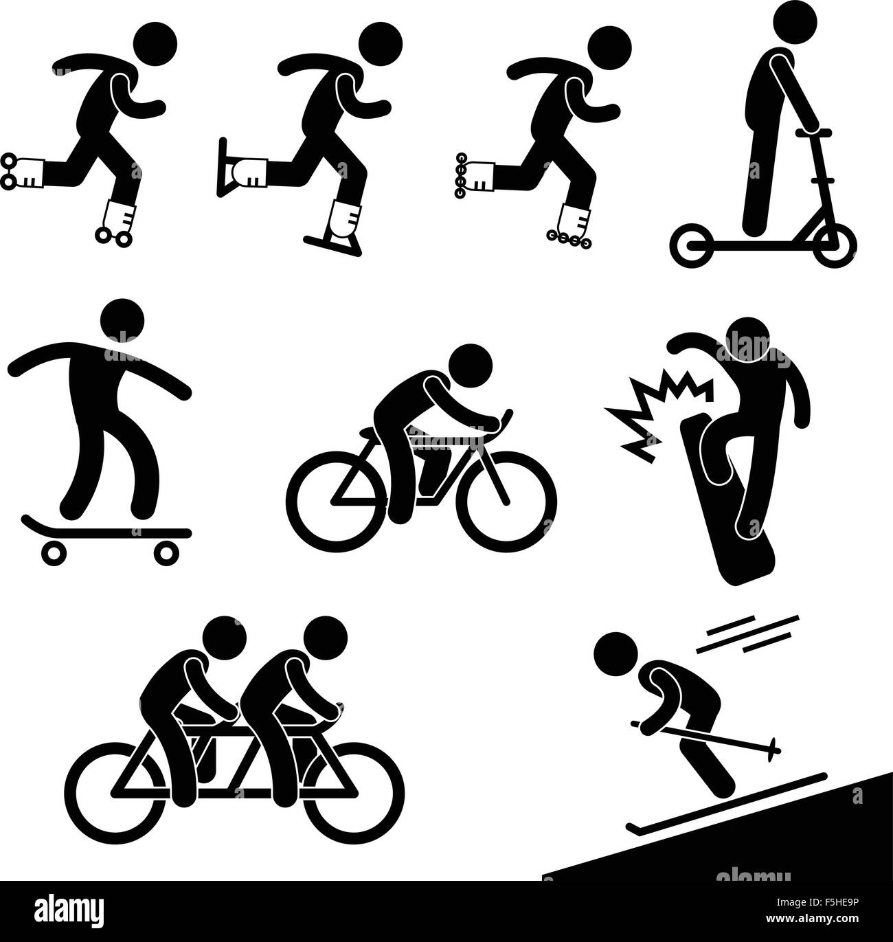 Skating and Riding Activity Icon Symbol Sign Pictogram Stock Vector ...