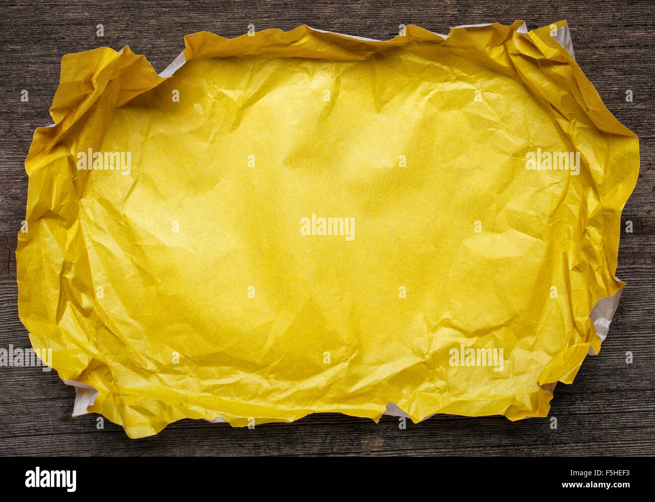 Yellow Crumpled paper frame Stock Photo - Alamy