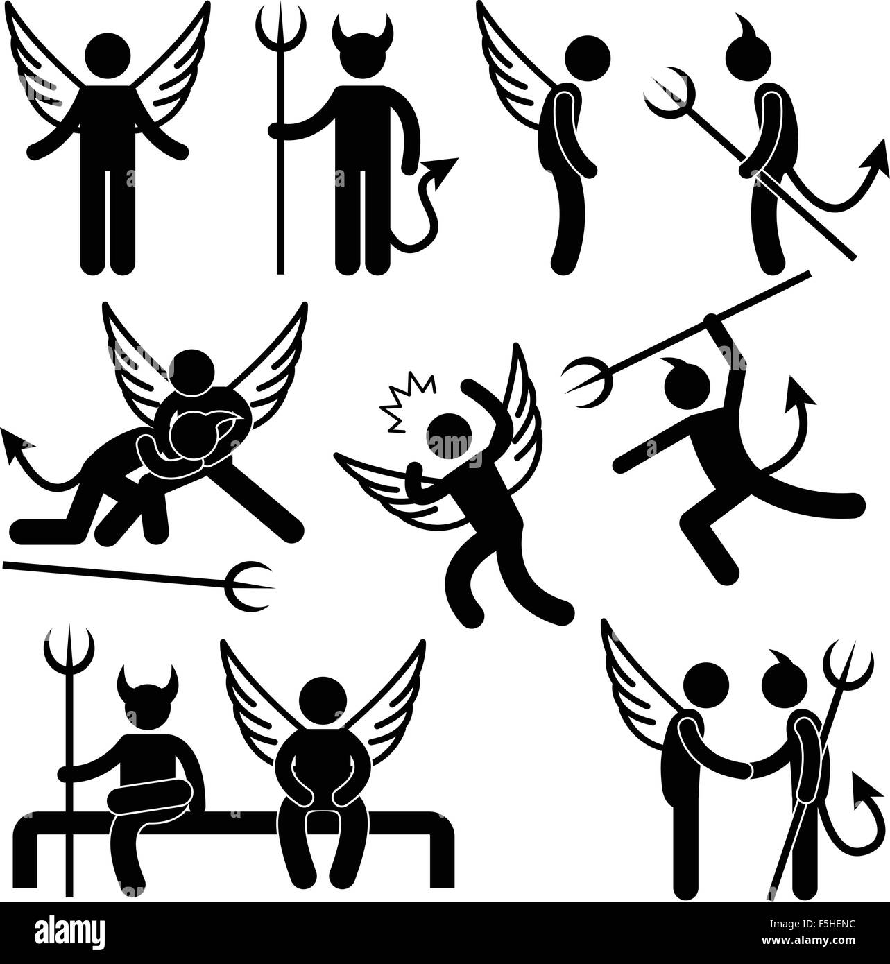 Devil Angel Friend Enemy Icon Symbol Sign Pictogram Stock Vector Image ...