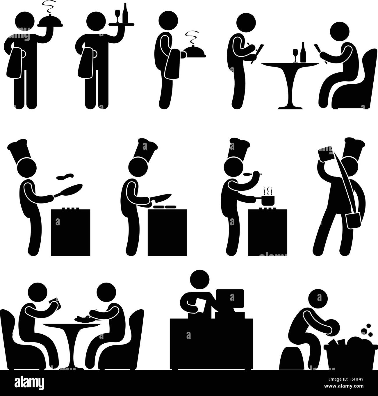 Man Restaurant Waiter Chef Customer Icon Symbol Pictogram Stock Vector ...