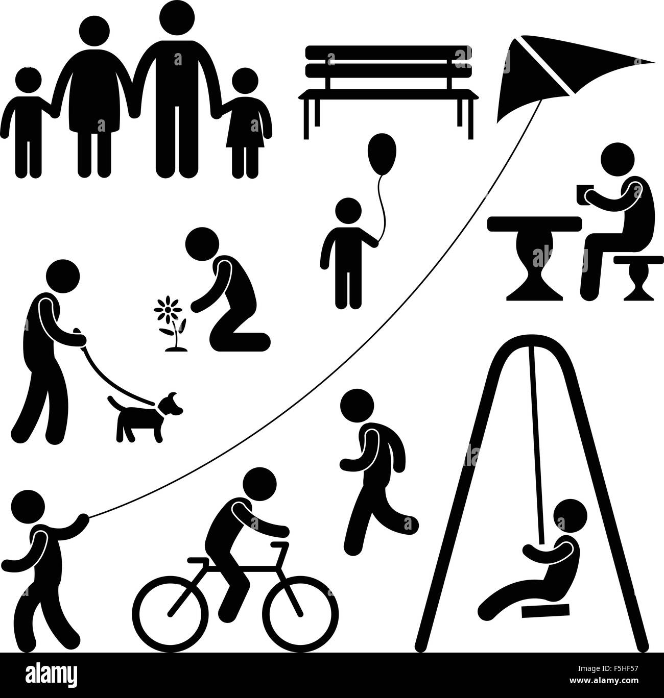 Man Family Children Garden Park Activity Symbol Pictogram Stock Vector ...