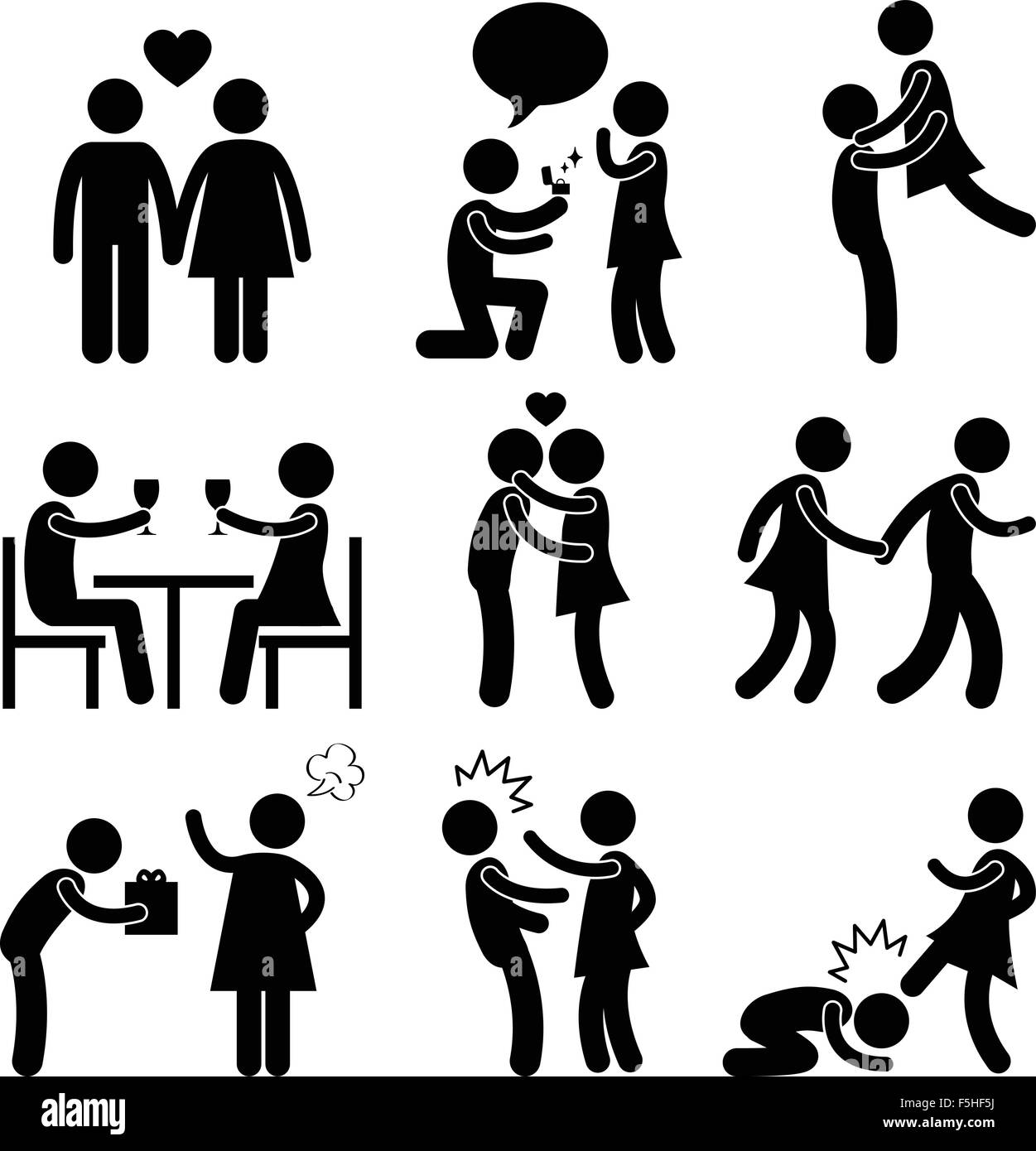 Lover Couple Love Proposal Hug Angry Slap Kick Stock Vector Image & Art ...