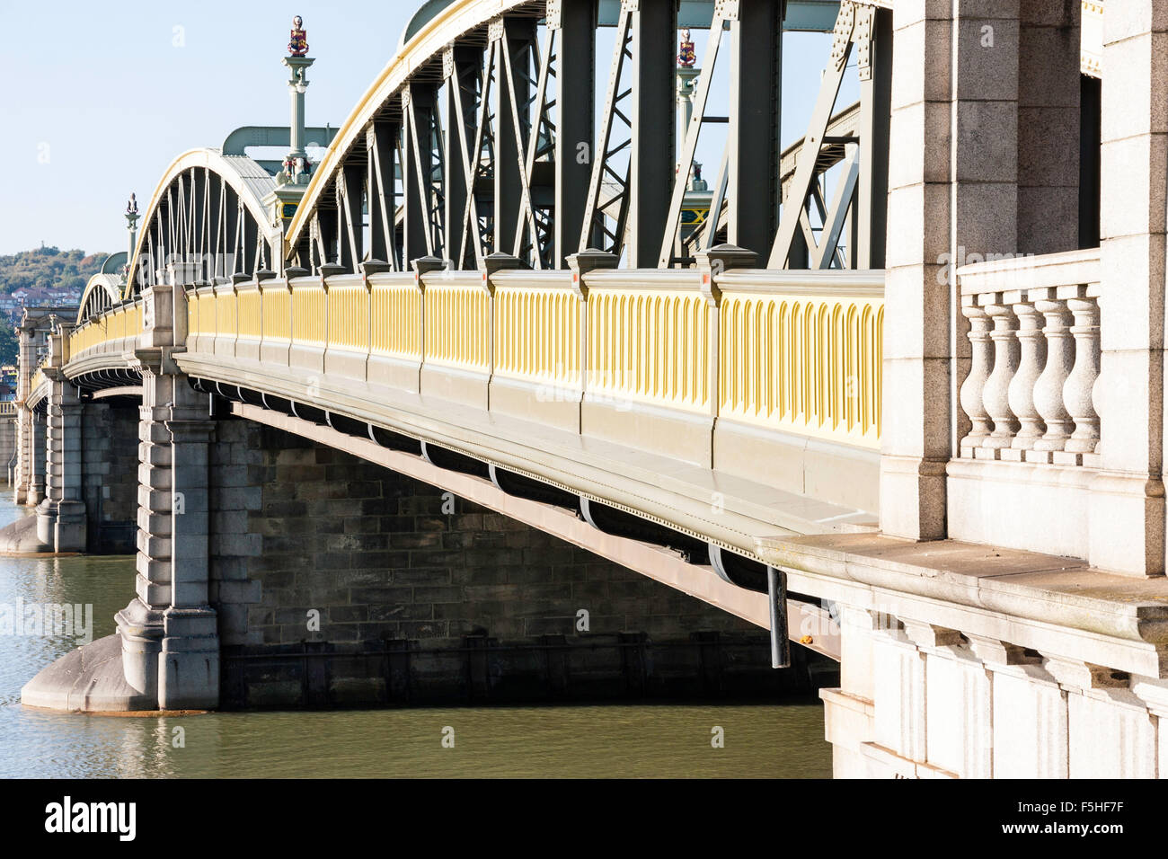 England, Rochester Bridge. 1856 Victorian cast-iron bridge over the ...